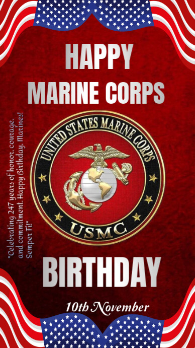 Red Maximalist Marine Corps Digital Display (9:16) Template | PosterMyWall
