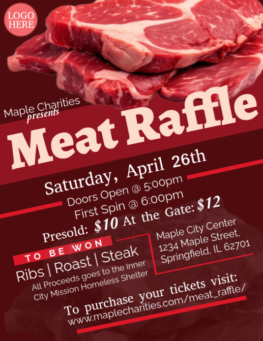 Copy of Red Maximalist Meat Raffle Fundraising Template Flyer (us ...