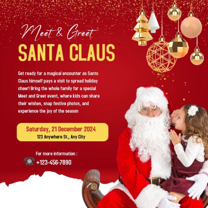 Red Maximalist Meet And Greet Santa Claus Instagram Post Template ...