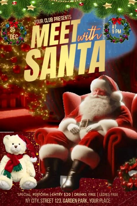 Copy of Red Maximalist Meet Santa Party Poster | PosterMyWall