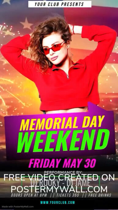 Red Maximalist Memorial Day Weekend Party Instagram Story Template | PosterMyWall