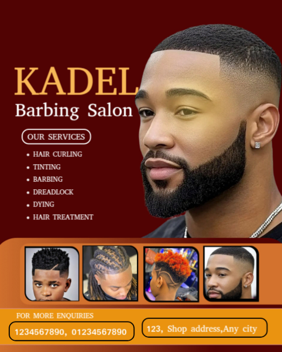 Red Maximalist Men's Hair Cut Poster Instagram Portrait Template ...