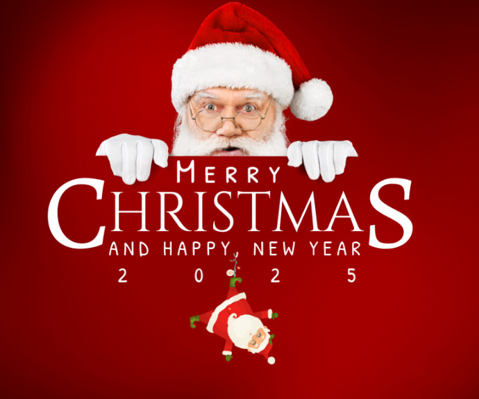 Red Maximalist Merry Christmas And New Year Posts Medium Rectangle ...