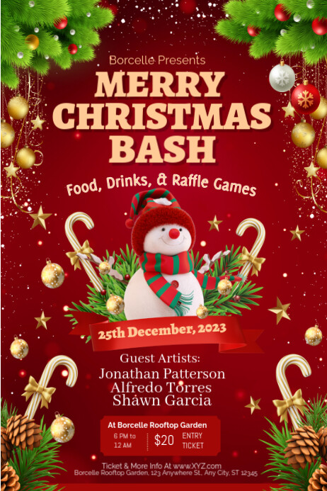 Copy of Red Maximalist Merry Christmas Bash Poster | PosterMyWall