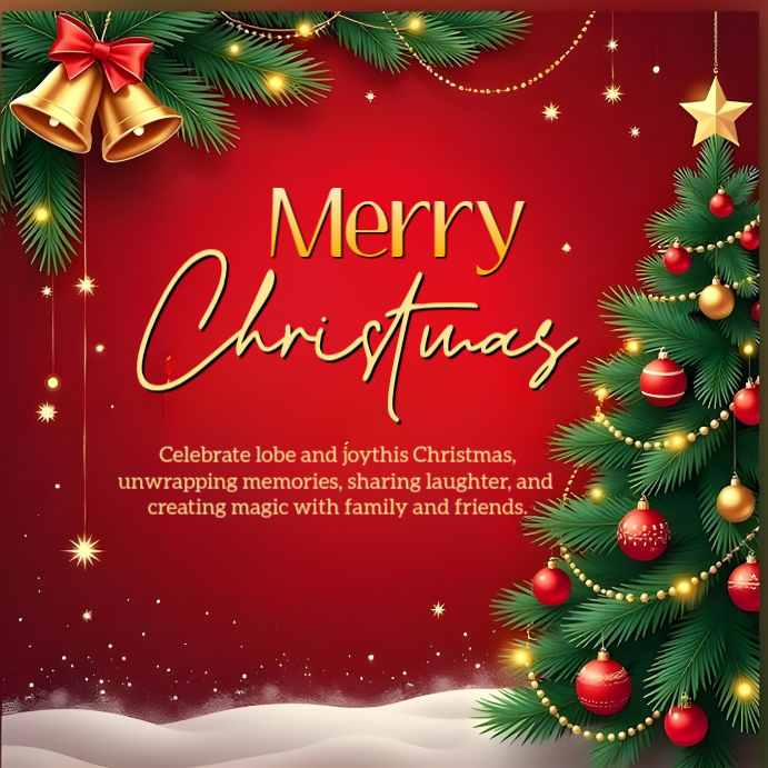 Red Maximalist Merry Christmas celebration Template | PosterMyWall