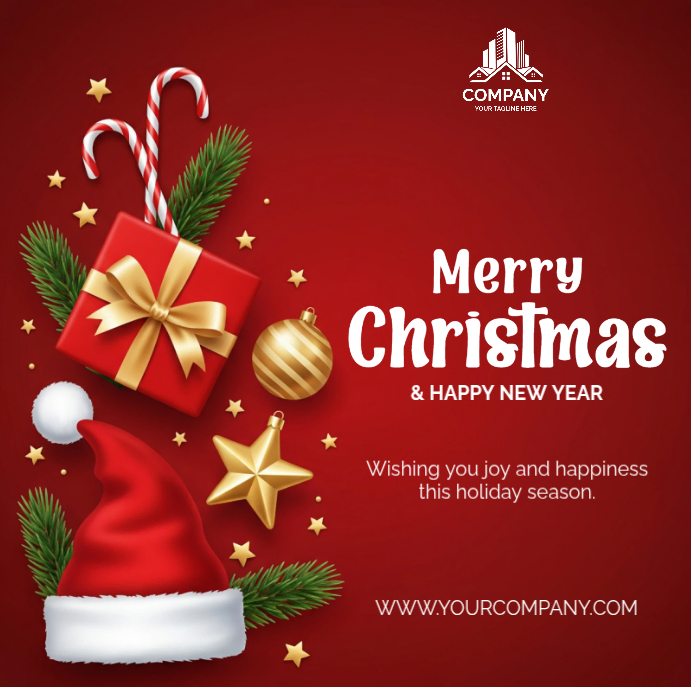 Red Maximalist Merry Christmas Instagram Post Template | PosterMyWall