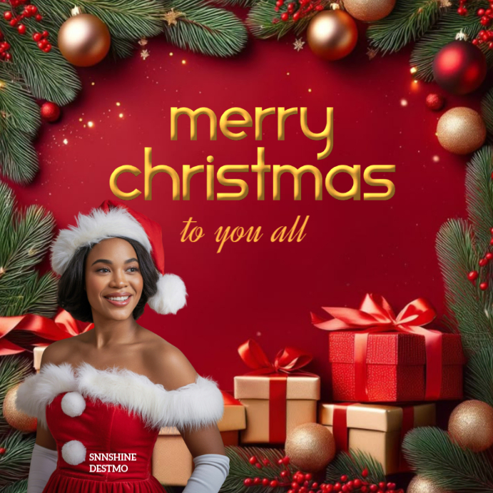 Red Maximalist Merry Christmas To You All Instagram Post Template ...