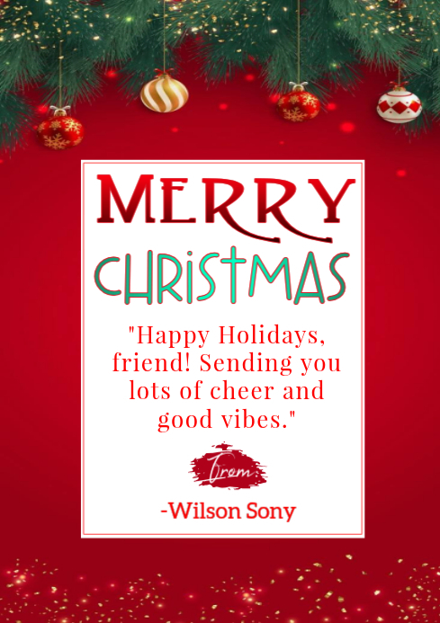 Plantilla de Red Maximalist Merry Christmas Wishes 2025 A4 | PosterMyWall