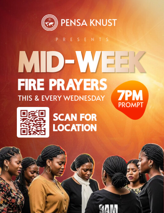 Red Maximalist Midweek Bible Study & Prayer Service Flyer For Churches ...