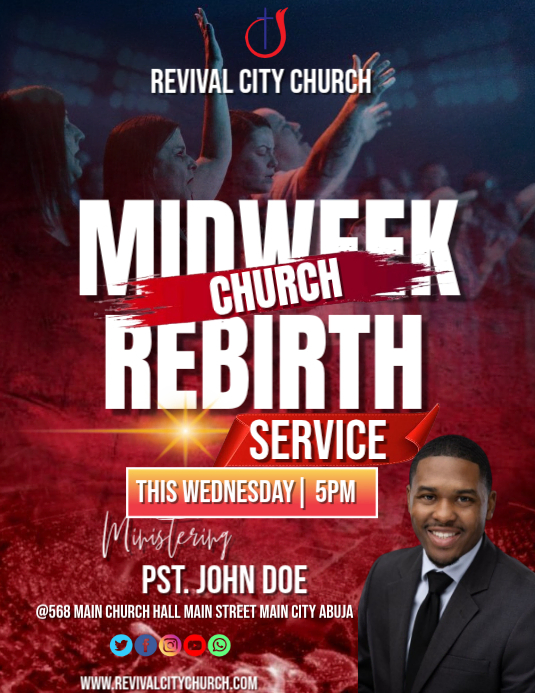 Red Maximalist Midweek Church Rebirth Flyer (us Letter) Template ...