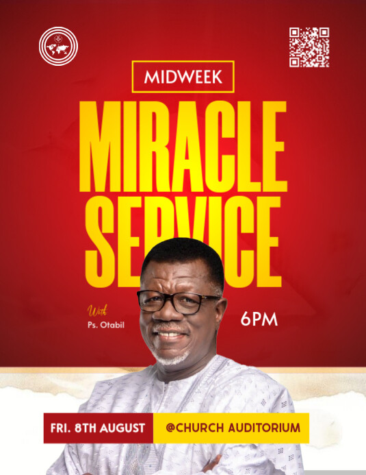 Red Maximalist Midweek Miracle Service Church Flyer | Editable Church ...