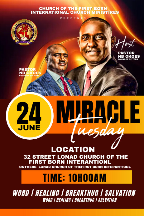 Red Maximalist Miracle Service Poster Template | PosterMyWall