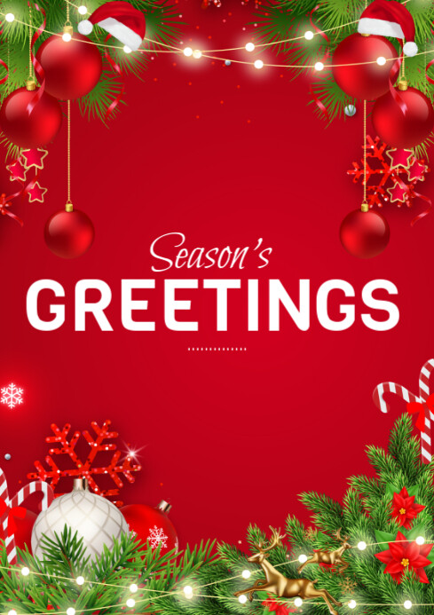 Red Maximalist Modern Christmas Background A4 Template | PosterMyWall