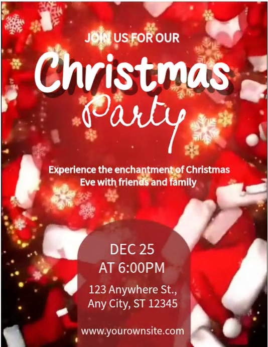 Red Maximalist Modern Christmas Party Invitation Video Flyer (us Letter ...