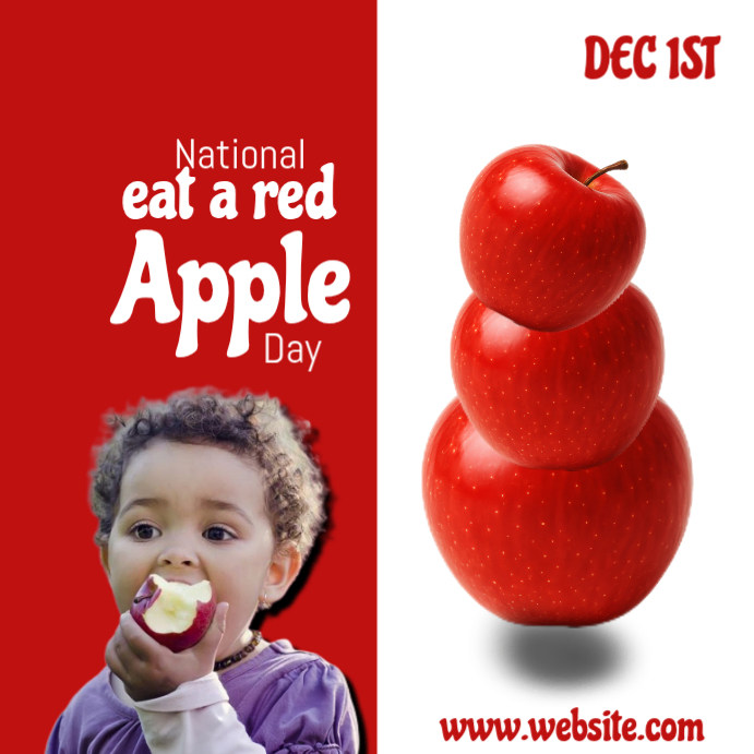 Red Maximalist Modern Editable National Eat A Red Apple Day Instagram ...