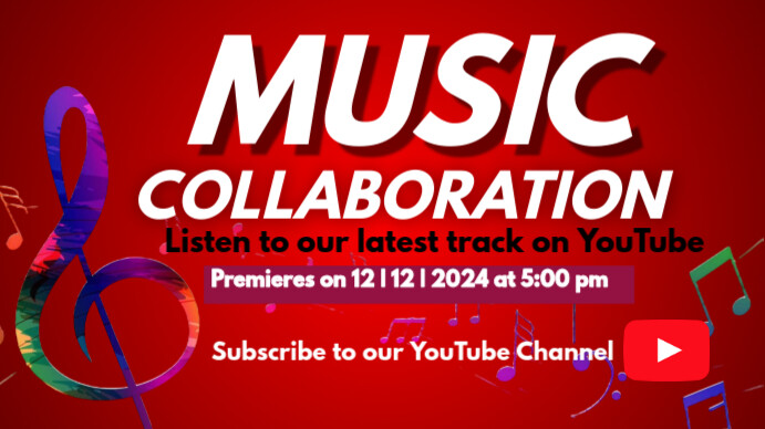 Red Maximalist Music Collaboration Youtube Thumbnail Template ...