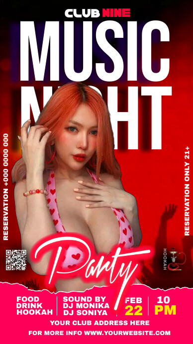 Red Maximalist Music Night Adult Party Instag Template | PosterMyWall