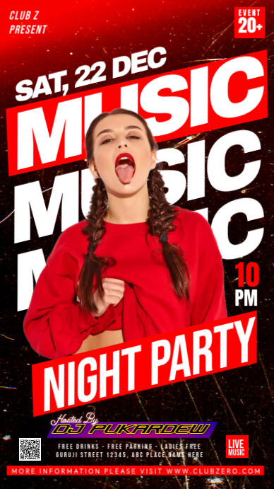 Red Maximalist Music Night Instagram Story Template | PosterMyWall