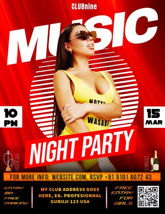 Red Maximalist Music Night Party Flyer (us Letter) Template | PosterMyWall