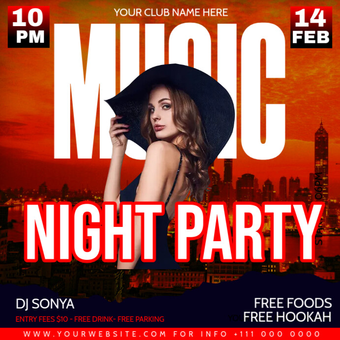 Red Maximalist Music Night Party Instagram Post Template | PosterMyWall