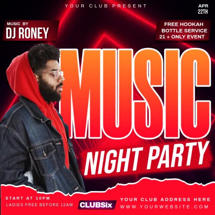 Red Maximalist Music Night Party Instagram Post Template | PosterMyWall