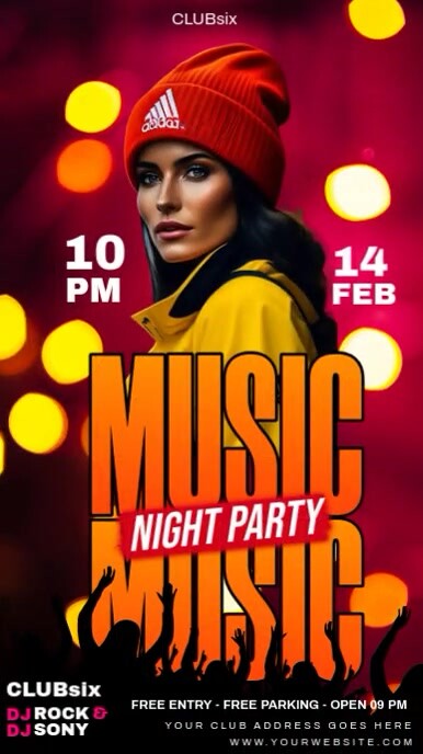 Red Maximalist Music Night Party Instagram Story Template | PosterMyWall