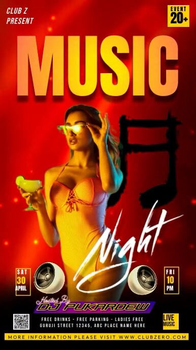 Red Maximalist Music Night Party Instagram St Template | PosterMyWall
