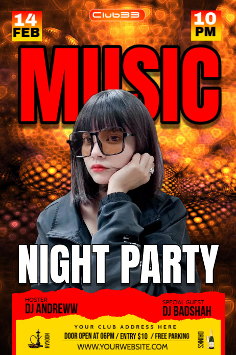 Red Maximalist Music Night Party Poster Template | PosterMyWall