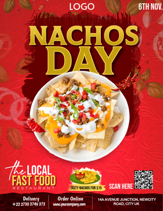 Copy of Red Maximalist Nachos Day Restaurant Flyer (us Letter ...