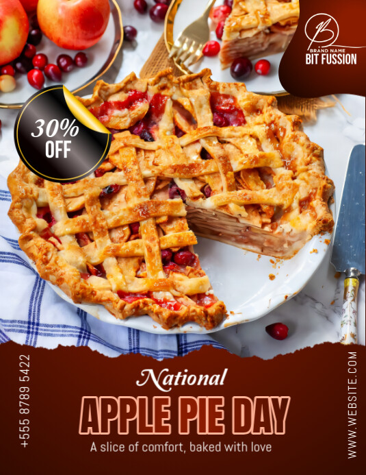 Red Maximalist National Apple Pie Day Flyer (us Letter) Template ...
