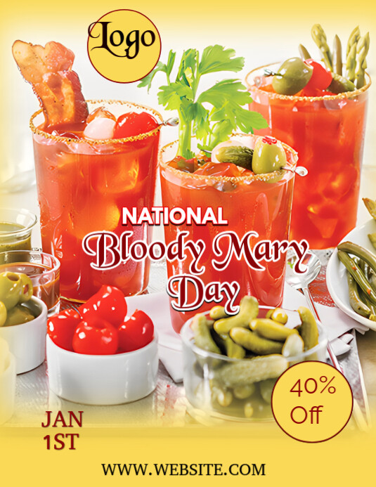 Plantilla de Red Maximalist National Bloody Mary Day Flyer (us Letter ...