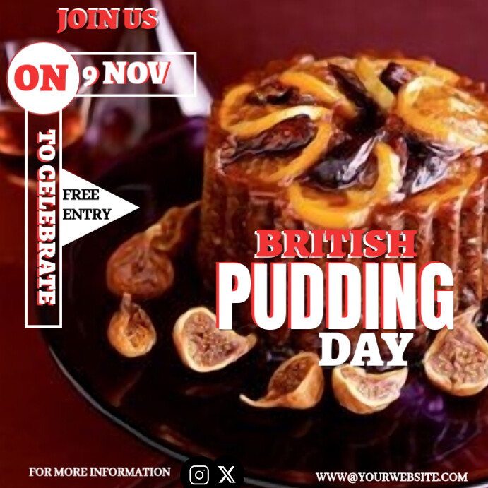 Copy of Red Maximalist National British Pudding Day Online Design Flyer ...