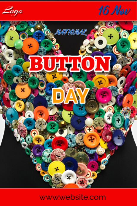 Red Maximalist National Button Day Poster Templat | PosterMyWall