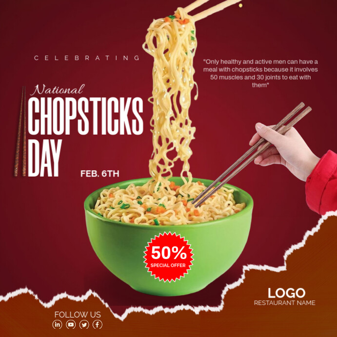 Plantilla de Red Maximalist National Chopsticks Day Instagram Post ...