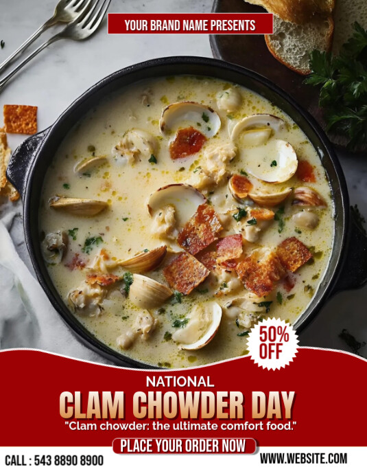 Copy of Red Maximalist National Clam Chowder Day Flyer (us Letter ...