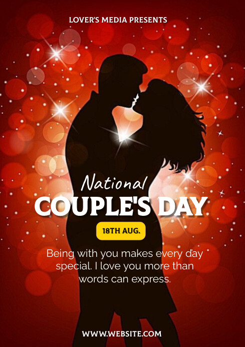 Red Maximalist National Couple's Day A4 Template | PosterMyWall