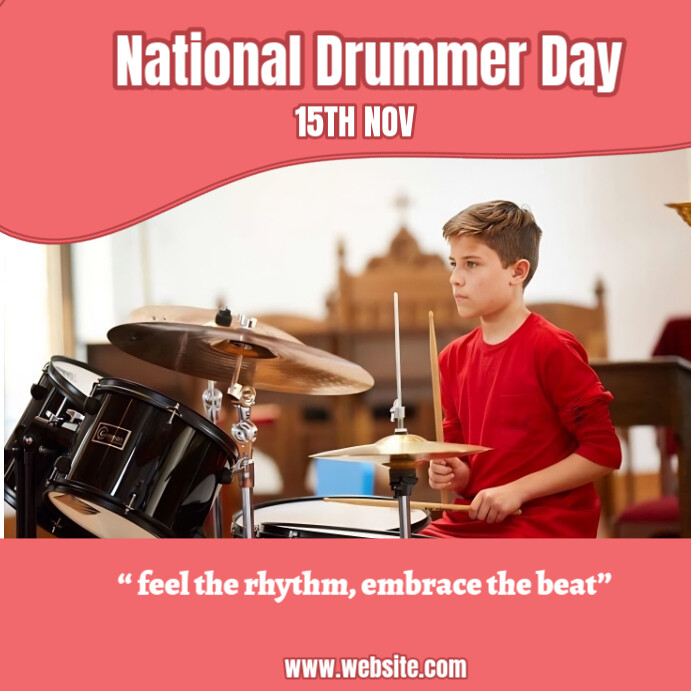 Red Maximalist National Drummer Day Instagram Post Template | PosterMyWall