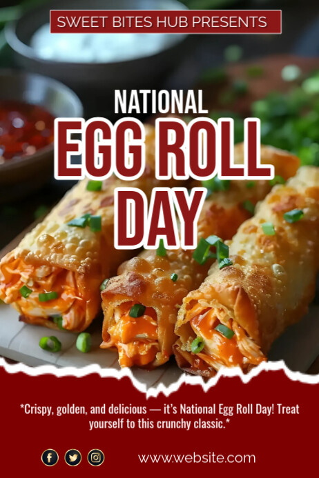 Red Maximalist National Egg Roll Day Poster Templat | PosterMyWall
