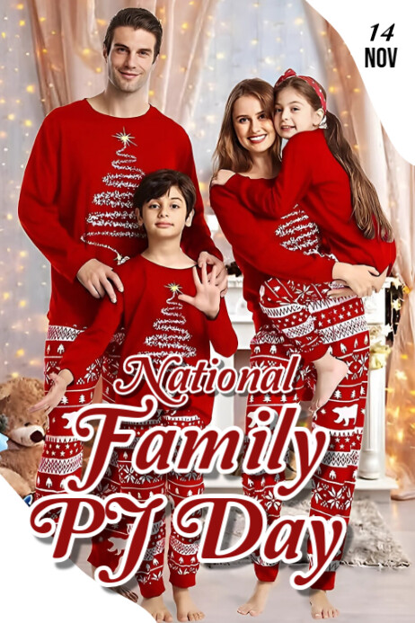 Red Maximalist National Family Pj Day Poster Templat | PosterMyWall