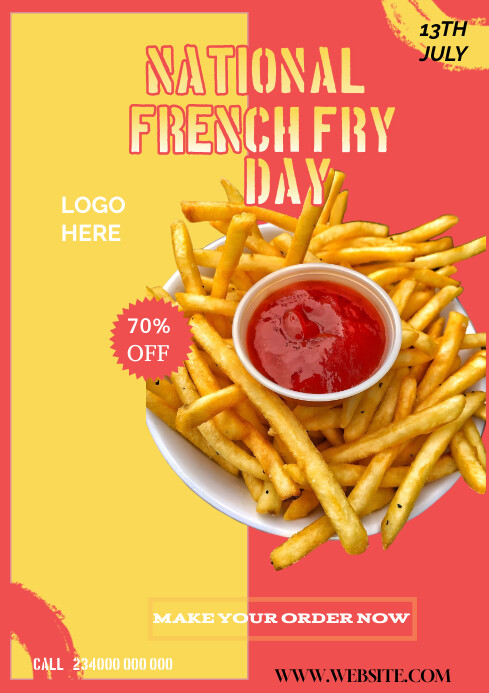 Red Maximalist National French Fry Day A4 Template | PosterMyWall