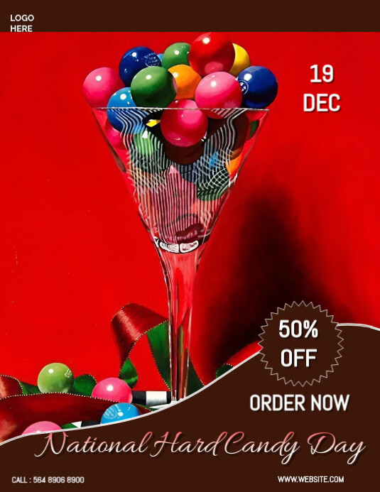 Red Maximalist National Hard Candy Day Flyer (us Letter) Template ...