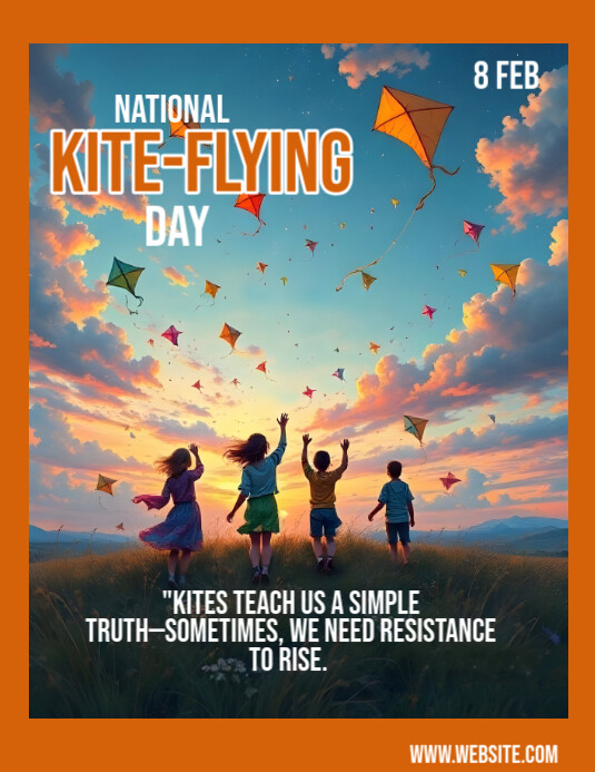 Plantilla de Red Maximalist National Kite-flying Day Flyer (us Letter ...