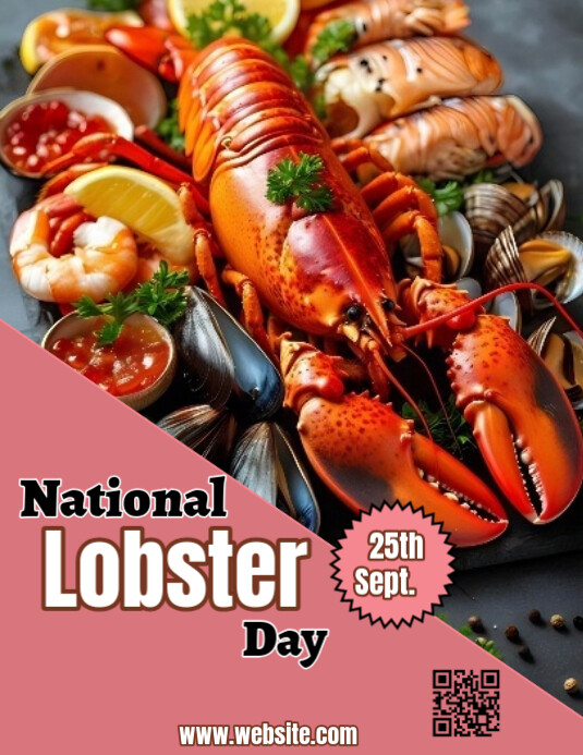Red Maximalist National Lobster Day Flyer (us Template | PosterMyWall
