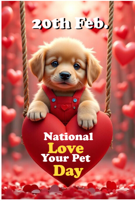 Red Maximalist National Love Your Pet Day Poster Template | PosterMyWall