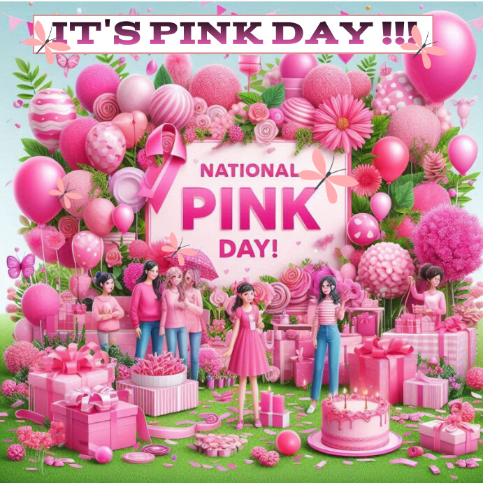 Copy of Red Maximalist National Pink Day Instagram Po | PosterMyWall