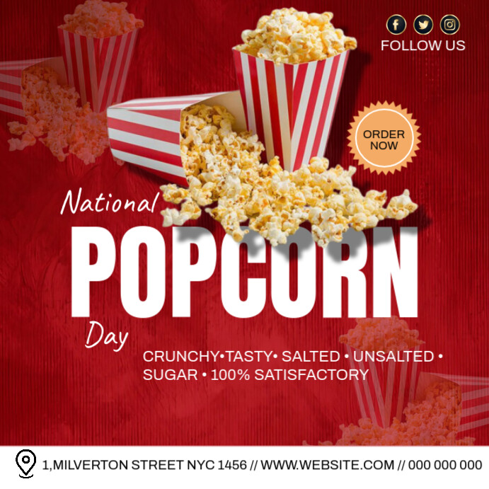 Copy of Red Maximalist National Popcorn Day Instagram Post | PosterMyWall