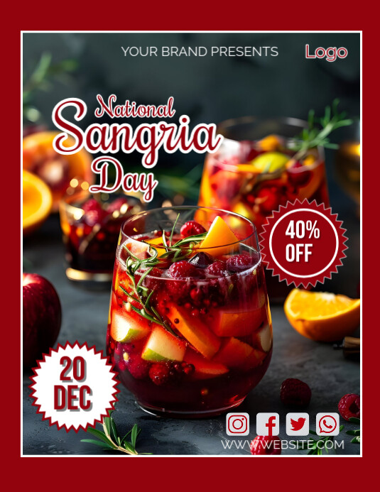 Red Maximalist National Sangria Day Flyer (us Letter) Template ...