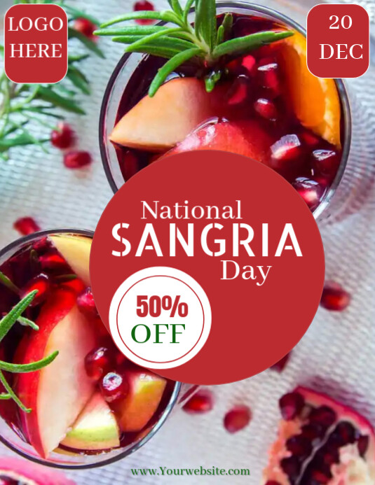 Plantilla de Red Maximalist National Sangria Day Online Design Flyer ...