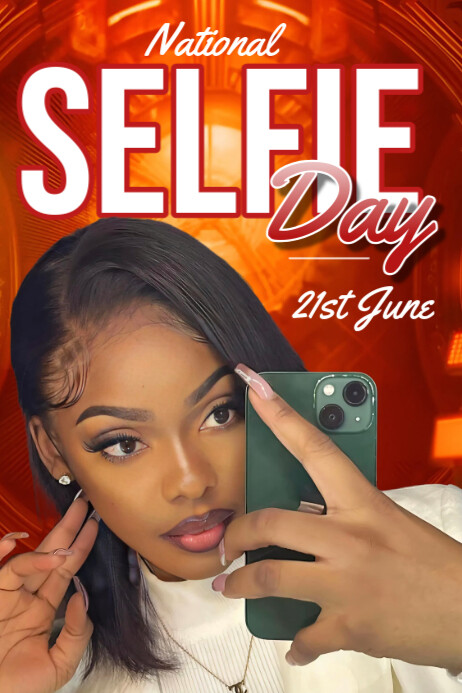 Red Maximalist National Selfie Day Poster Template | PosterMyWall