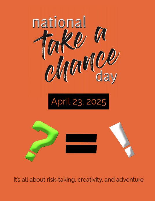 Red Maximalist National Take A Chance Day Flyer (us Letter) Templat ...